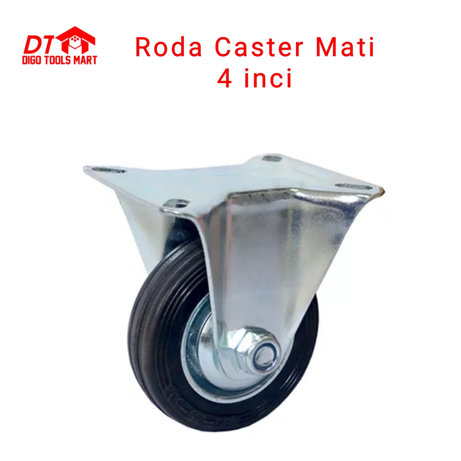 Roda Caster 4 Inci 100mm Rubber Karet Hidup dan Mati Roda Lori Roda ...