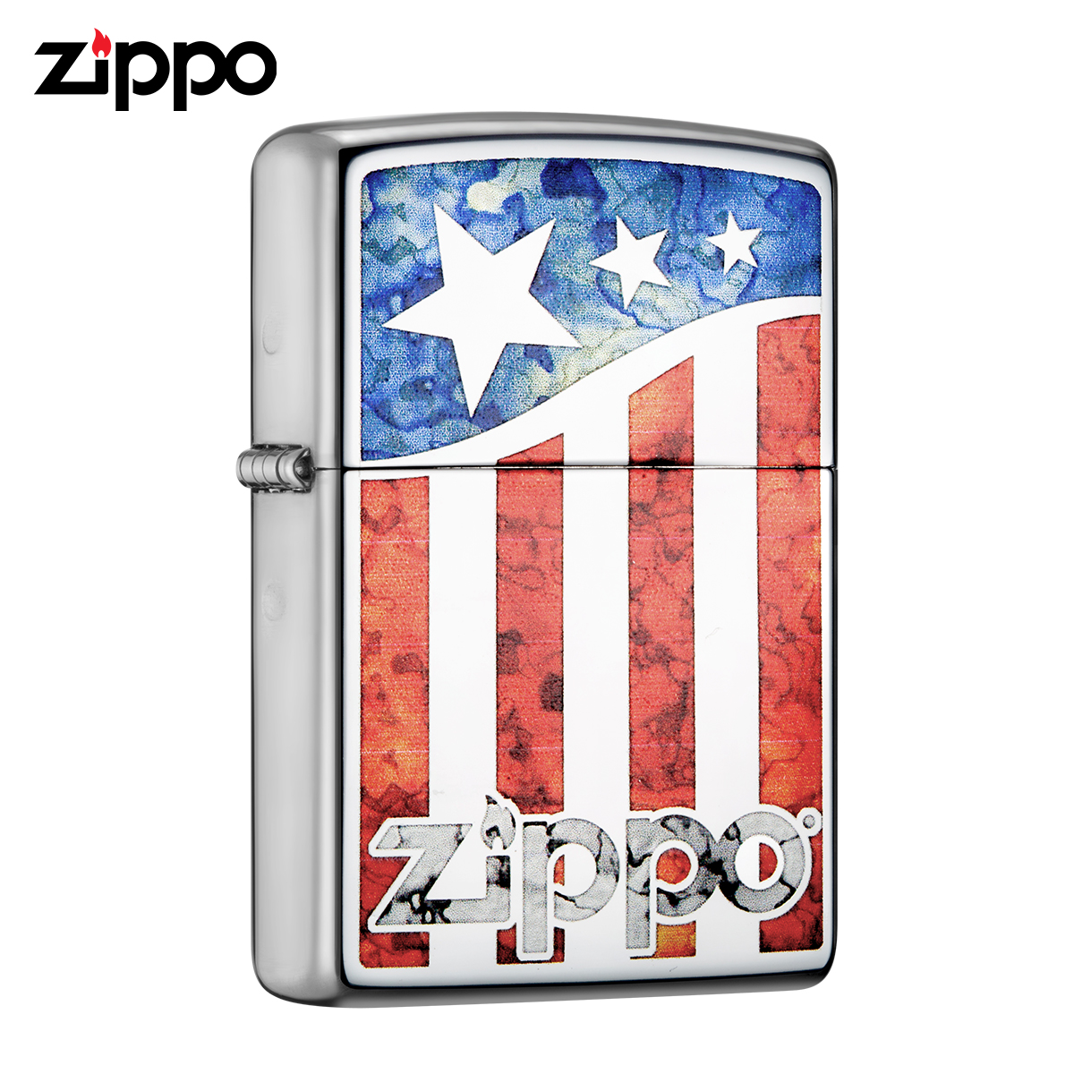 Zippo US Flag Fusion High Polish Chrome Pocket Lighter | Zippo 29095 ...