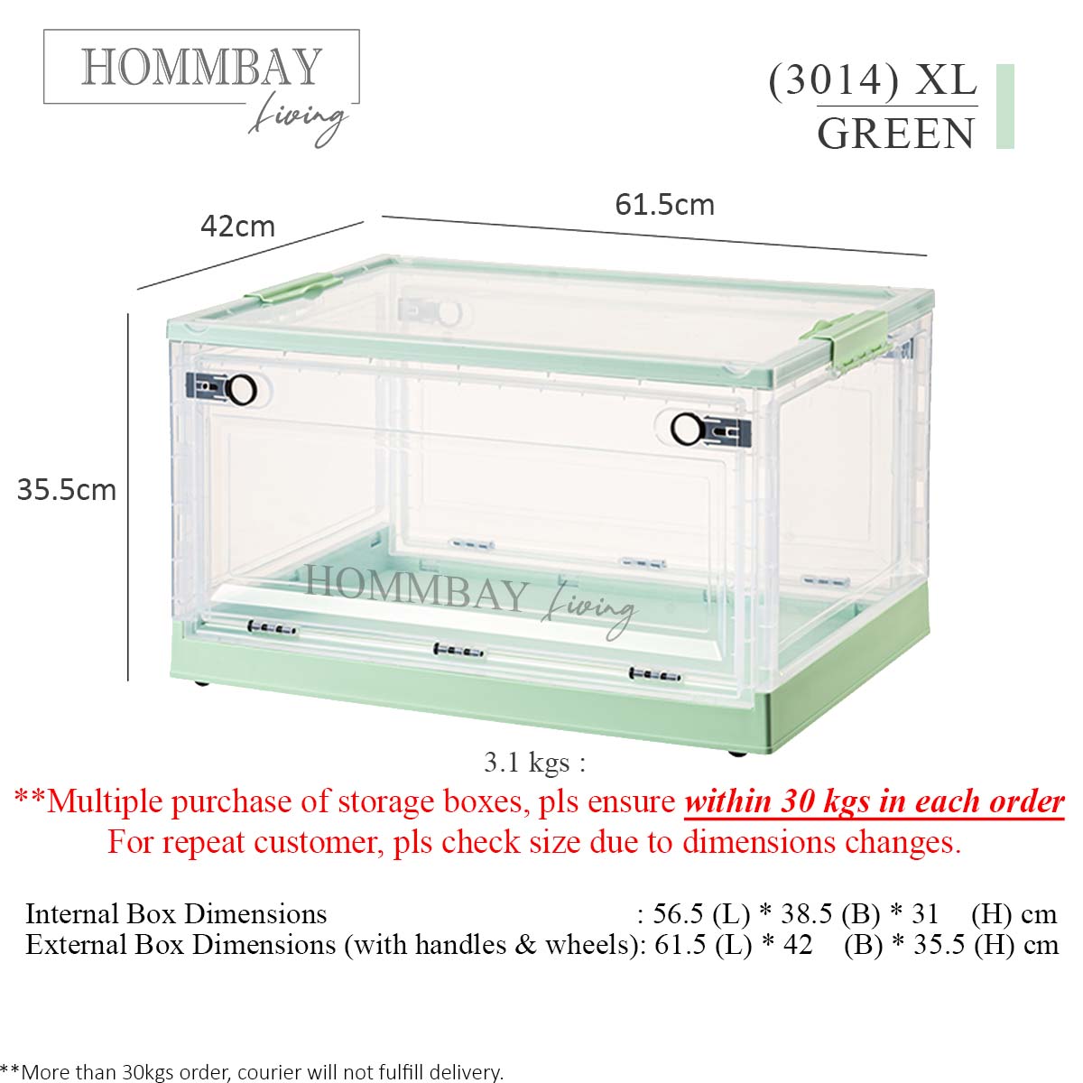 HOMMBAY Living Transparent Foldable Stackable Storage Box Drawer ...
