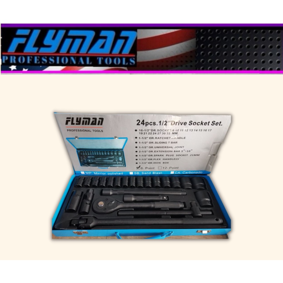 FLYMAN | 24 pcs. 1/2" Drive Socket Set | Lazada PH