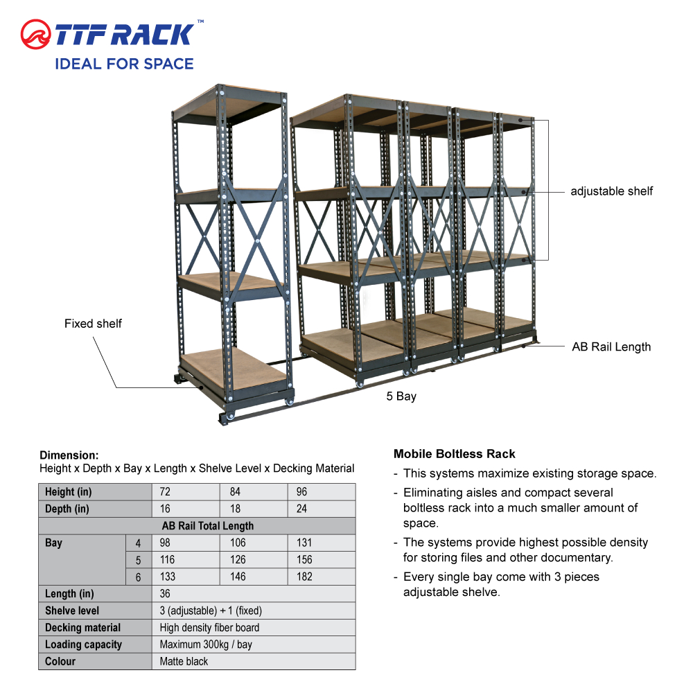 Outstation Mobile Boltless Rack Pre-order with Wheel Rak Roda Office ...