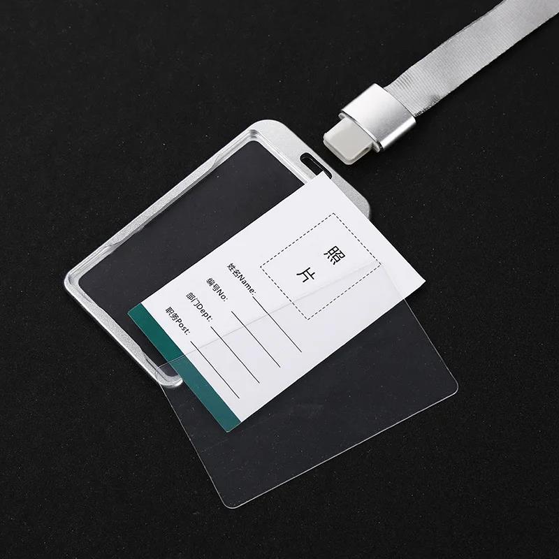 1PC Work Card Holders With Rope Aluminum Alloy Card Holder Employee ...