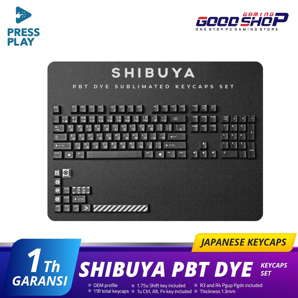 Press Play Shibuya PBT Dye Sub Keycap 188keys Japanese Root - Keyboard ...