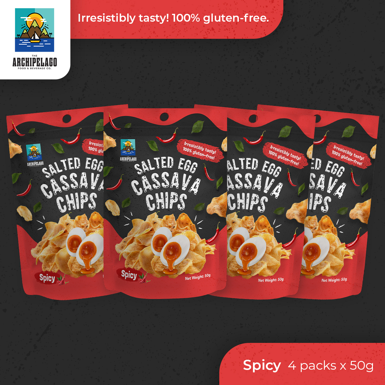 The Archipelago Salted Egg Cassava Chips Spicy Flavor (4 x 50g) | Lazada PH