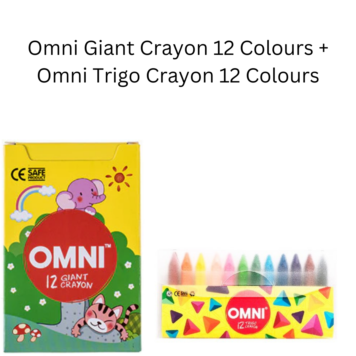 Omni Giant Crayon 12 Colours + Omni Trigo Crayon 12 Colours | Lazada ...