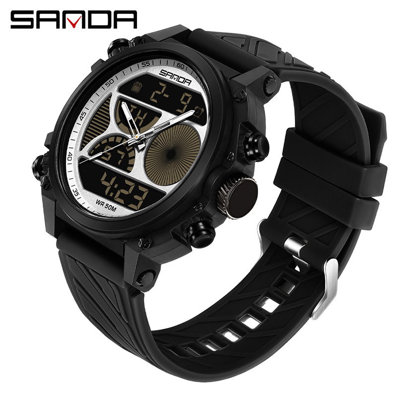 SANDA Multi Display Multi Function Watch Dial Visualization Design Trendy Waterproof Men's Watch ...