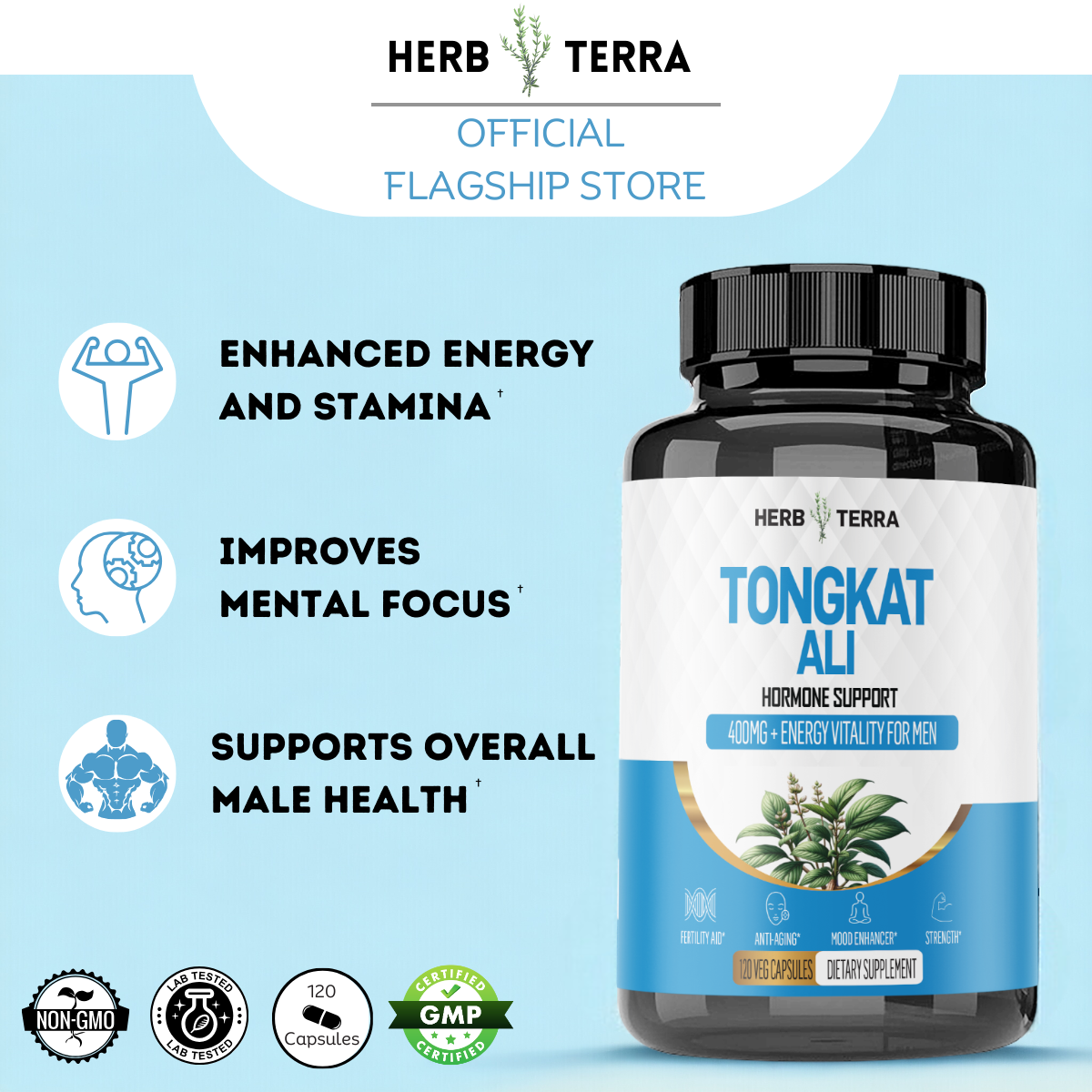Herb Terra Tongkat Ali 400mg | Supplement for Men, Increase Performance & Support Lean Muscle ...