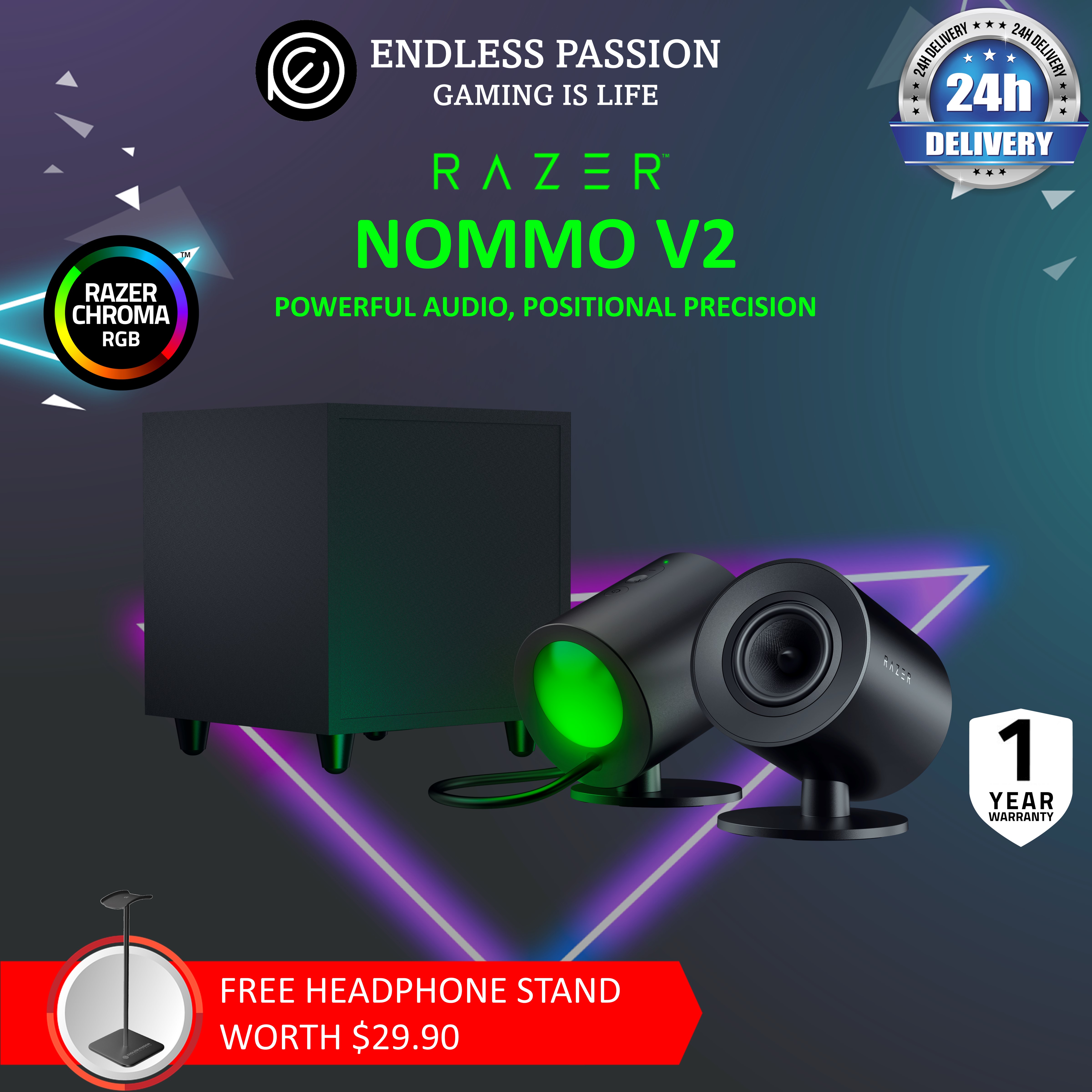 Razer Nommo V2 - Full-Range 2.1 PC Gaming Speakers with Wired Subwoofer ...