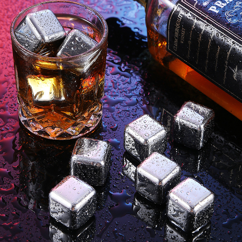 4/6/8/12 Pcs Stainless Steel Ice Cubes Set Reusable Chilling Stones for ...