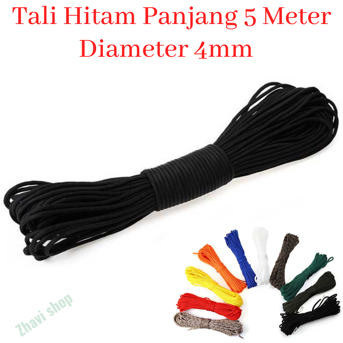 Tali Prusik Tali Paracord Diameter 4mm Panjang 5 Meter atau 30 Meter ...