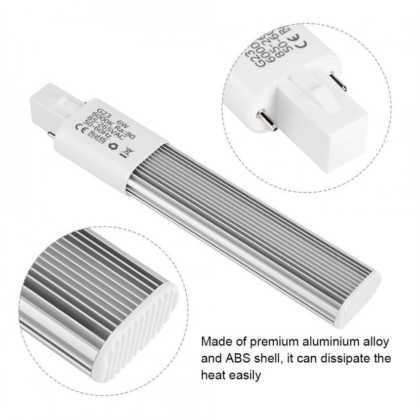 6W 2-Pin LED Compact Lamp Horizontal Recessed Tube Light Bulb Lighting ...