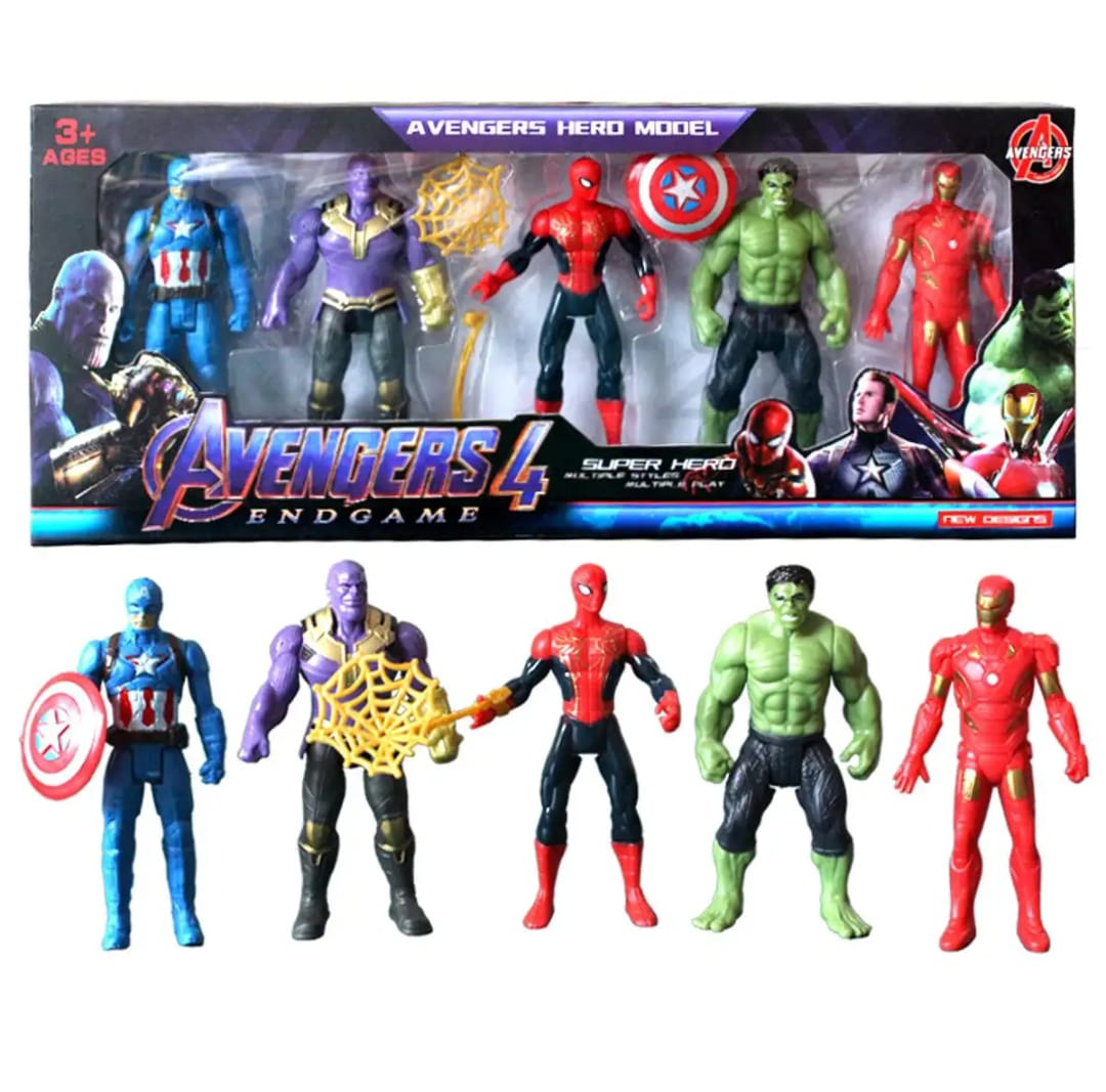 Action Figures Set Pack Of 5 Avengers Charactors With Spider Web Thor ...