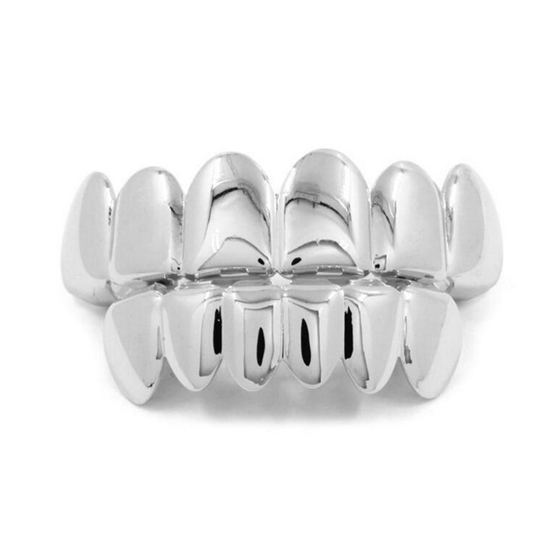 New Custom 14k Gold Plated Hip Hop Teeth Grillz Caps Top & Bottom Grill ...