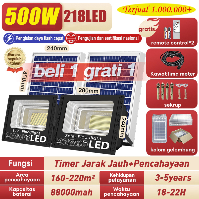 【beli 1 grati 1】lampu tenaga surya solar sorot tahan air IP67 outdoor ...