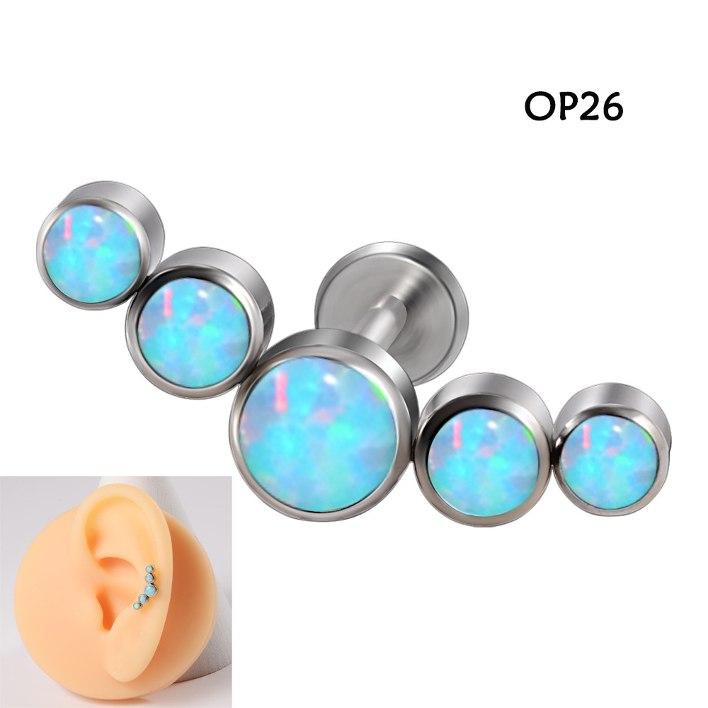 【Top-notch quality】Five Opal Lip Nails Stainless Steel Inner Teeth Ear ...