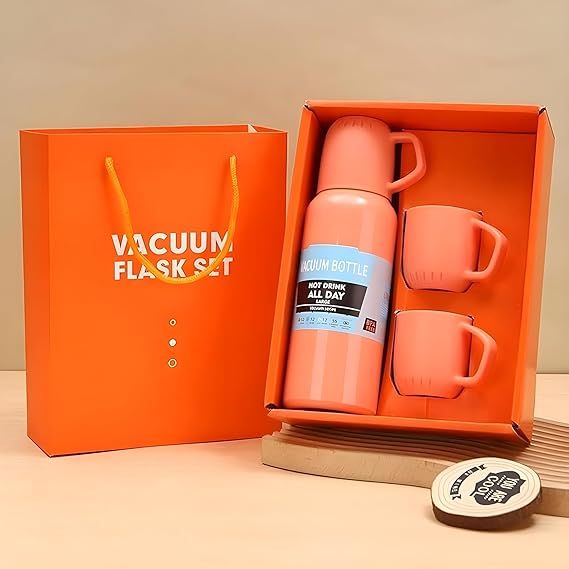 3 in 1 স্টেইনলেস স্টিল ভ্যাকুয়াম ফ্লাস্ক সেট 500ml ডাবল ওয়াল হট ...