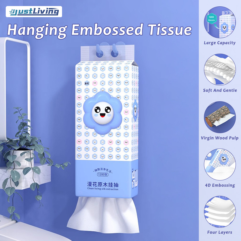 JustLiving Wall-mounted Drawing Tissue 1280sheets 4ply Large Pack ...