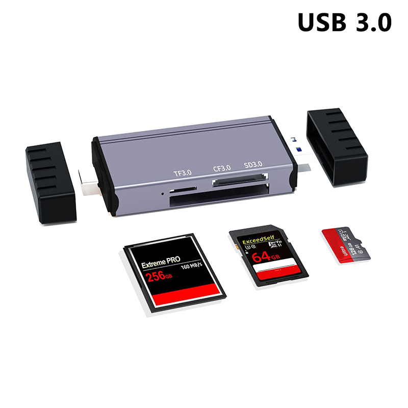 3in1 CF SD TF Memory Card HUB Reader USB+Type-C Adapter For Laptop ...