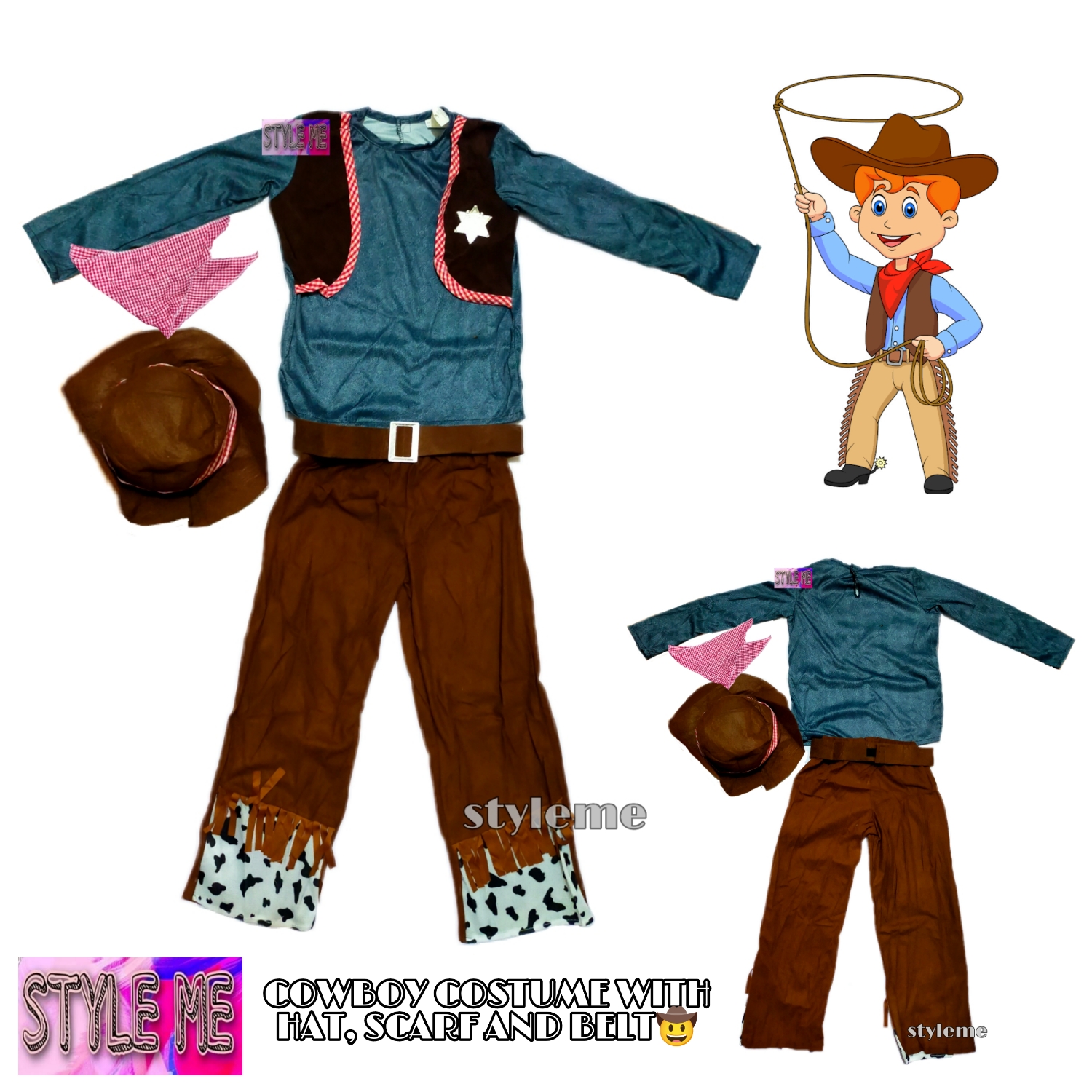 COWBOY W/ HAT COSPLAY ROLEPLAY COSTUME FOR KIDS COMPLETE SET | Lazada PH
