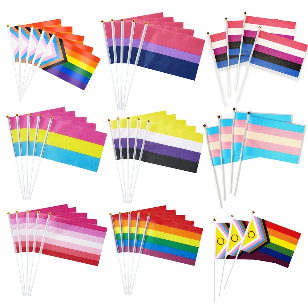 5Pcs 14*21 Cm Hand Waving Rainbow Flag Parade Rainbow Moon Event Cheer ...