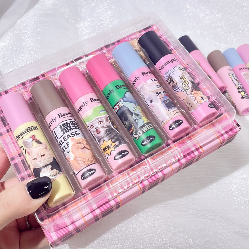 kobeleen Fun Meow Lip Glaze 6-color Box Light and Dense stick Matte ...