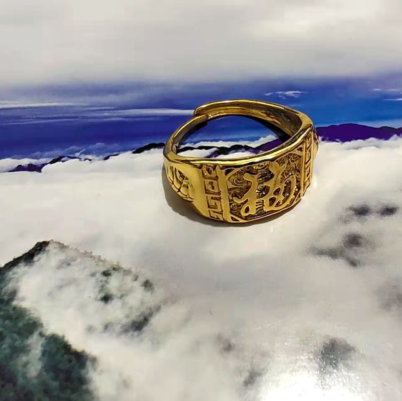 【Exclusive Offer】New Antique Gold Color Ring Men's Opening Simulation ...