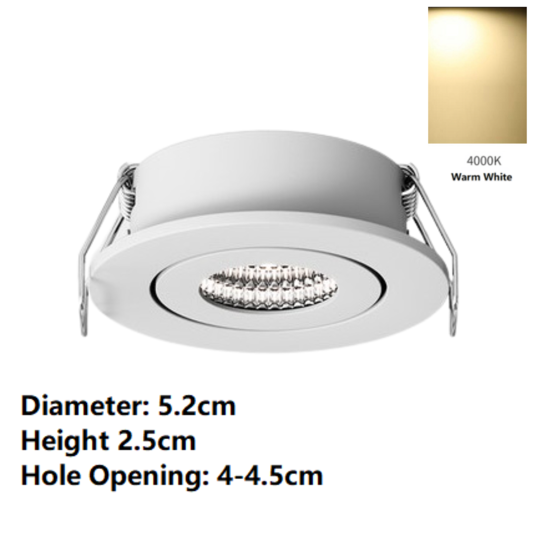PLH Mini Recessed COB False Ceiling Downlight Adjustable Angle 3W Tri ...