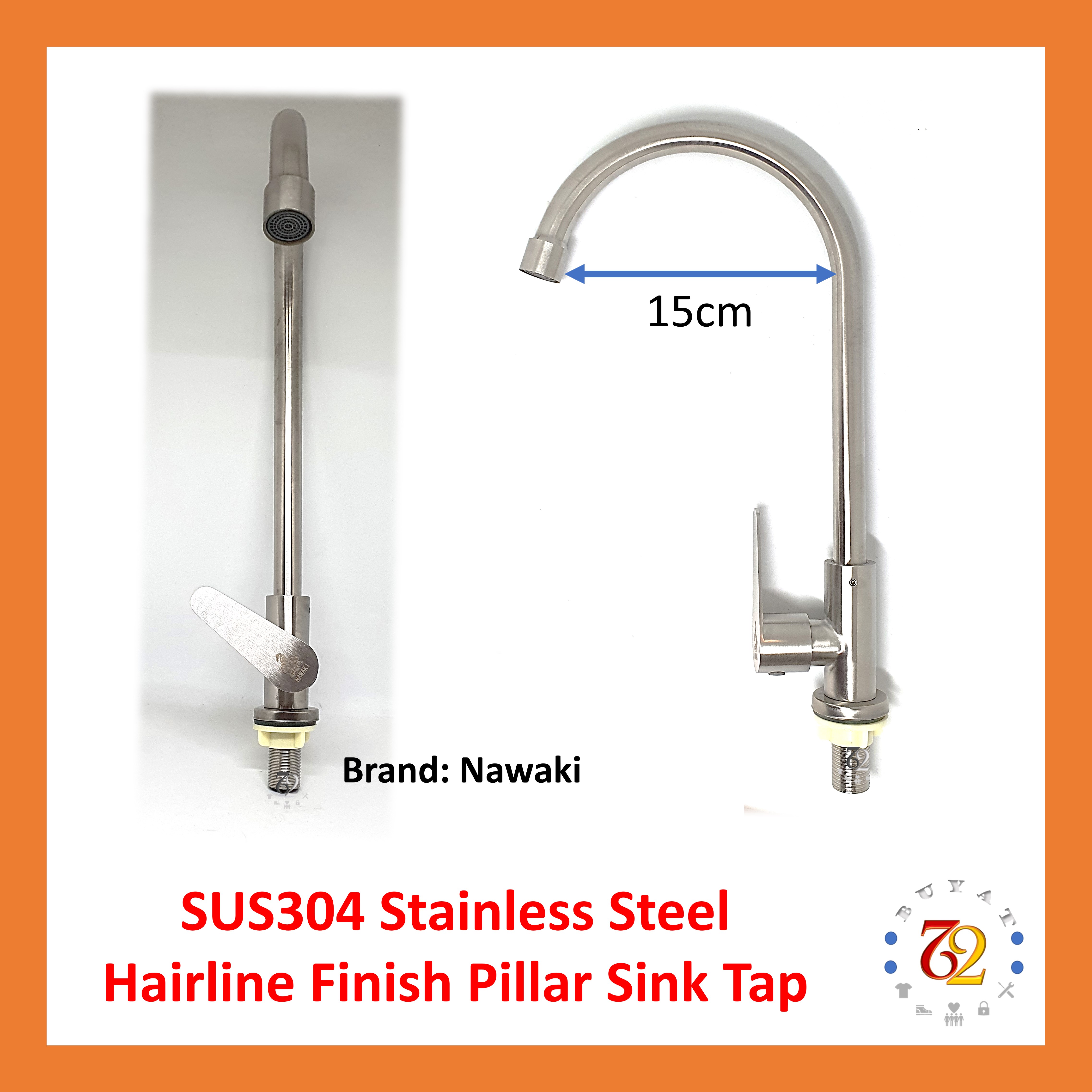 Nawaki SUS304 Stainless Steel Hairline Finish Pillar Sink Tap | Lazada
