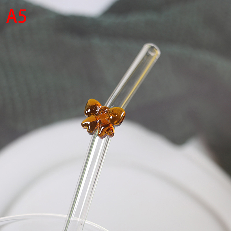 1pc 8mm Glass Straw, Reusable Drinking Straws Cute Butterfly Heat ...