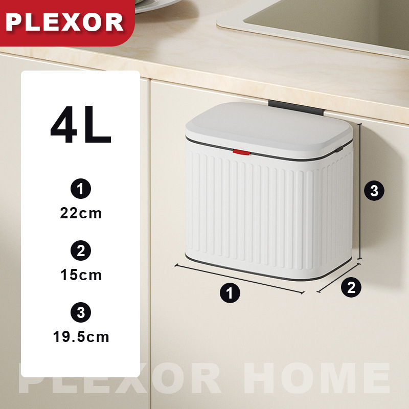 Plexor 4L/8L Kitchen Hanging Trash Can with Lid, Stainless Steel ...