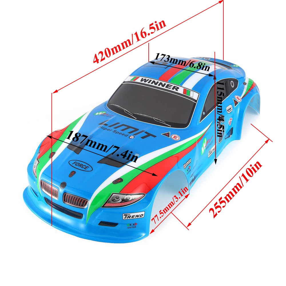 NEEBRC 1/10 RC Drift Car Painted Shell Body Hard PVC Cover Width 190mm Wheelbase 260mm for 1:10 ...