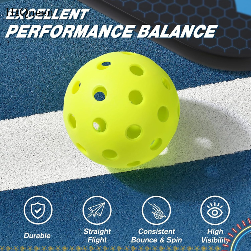 HiQueen 4 Pack Outdoor Pickleball Balls 74mm 40 Hole Pickleballs Balls ...