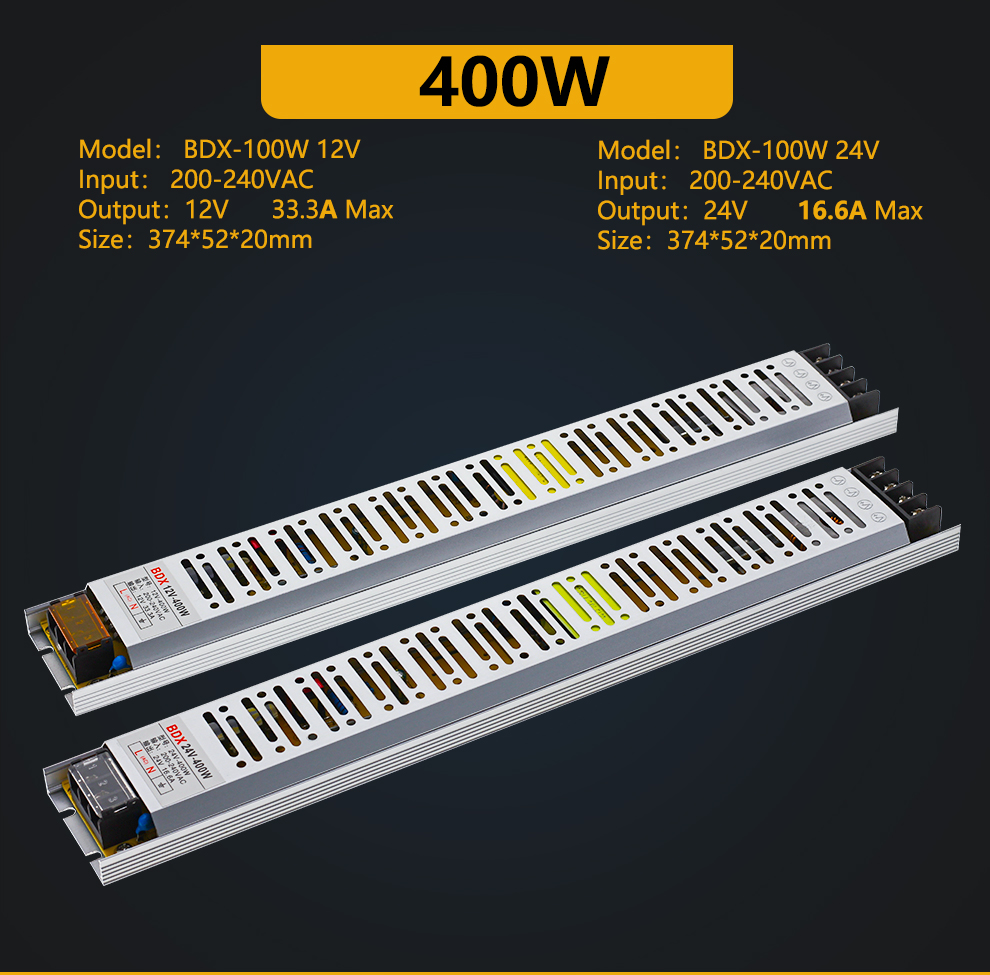 Ultra Thin LED Power Supply DC 12V 24V Lighting Transformer 60W 100W 150W 200W 300W 400W LED ...