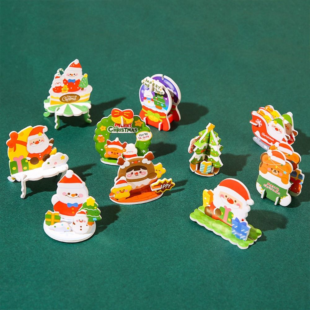 Educational Santa Claus Christmas 3D Puzzle Snowman Handmade DIY Mini ...