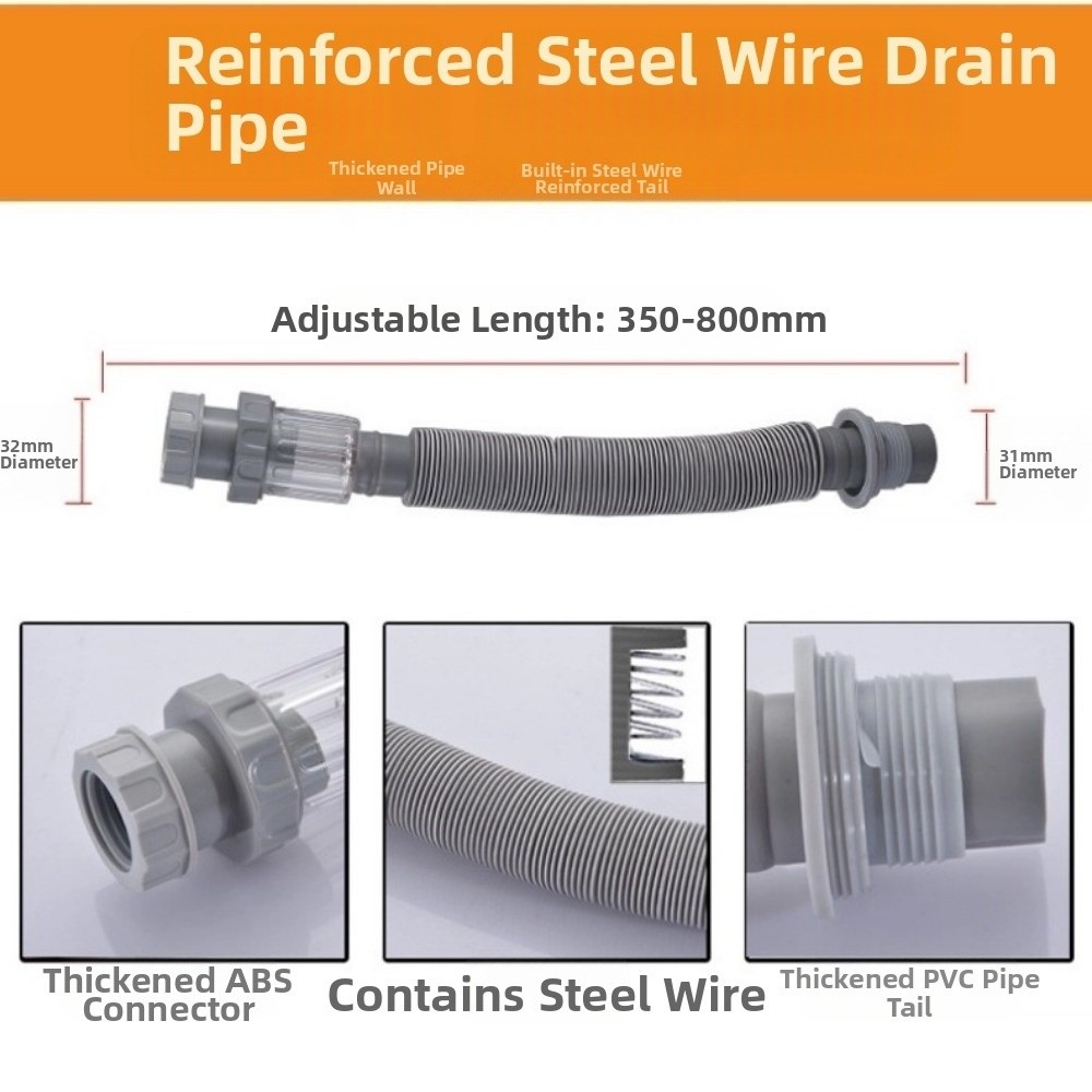 Flexible Expandable Drainage Pipe Odor-proof Transparent Design ...