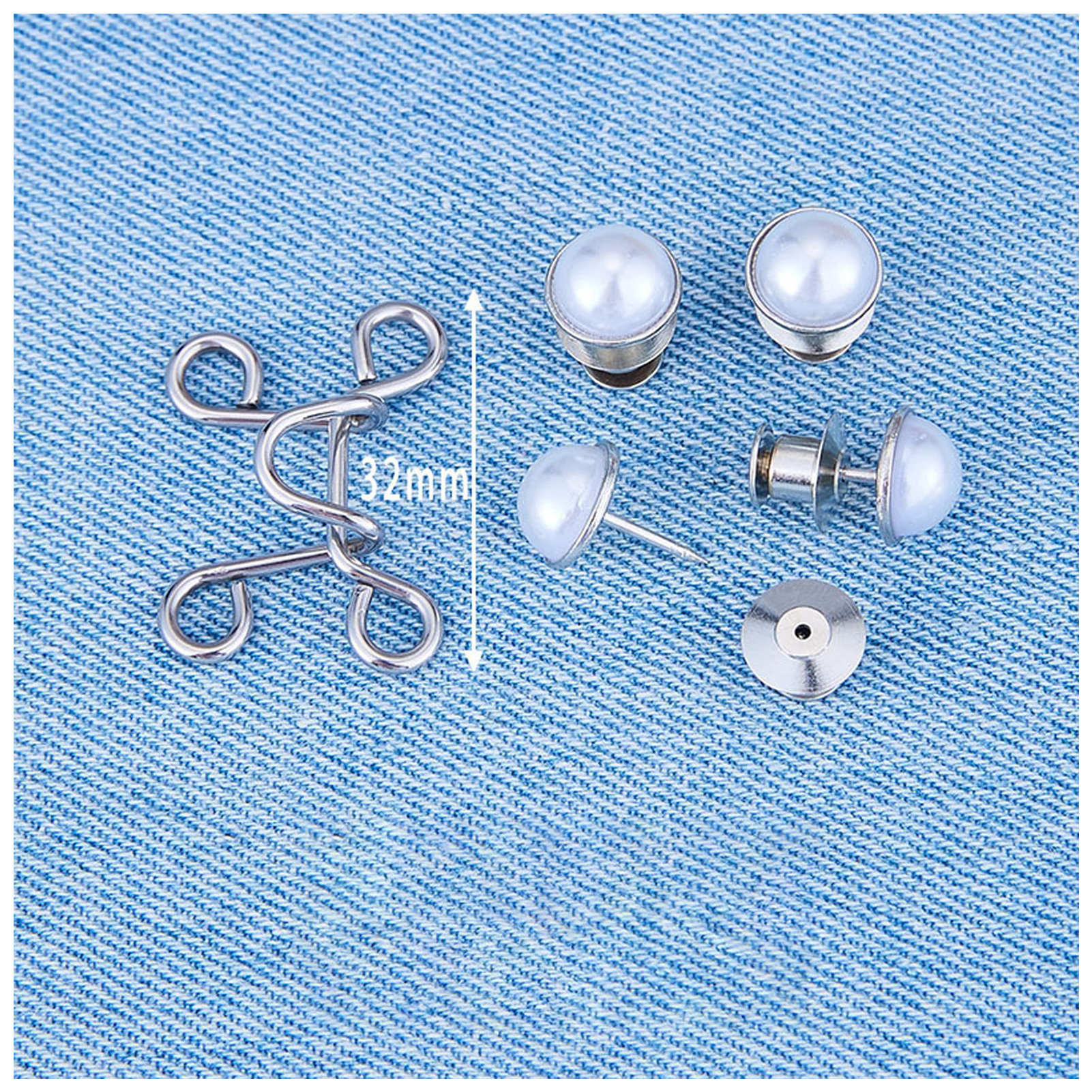 Waist Tightener Clip S-25mm/L-32mm Adjustable Metal Button for Pants ...