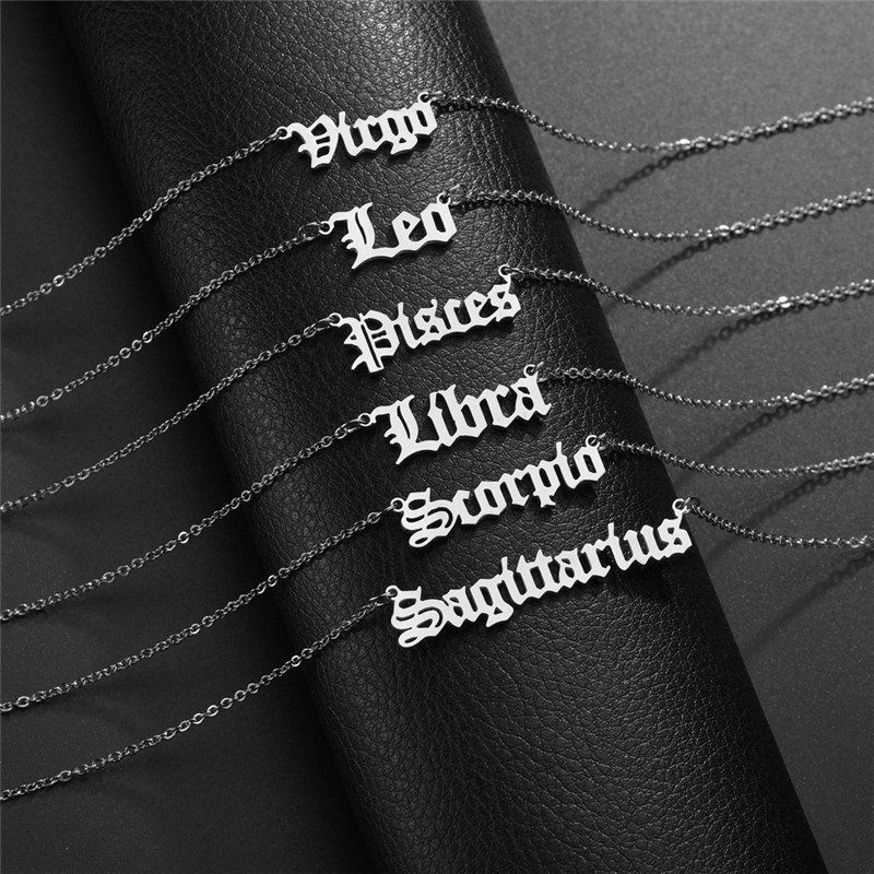 【Qian poem li Store】Zodiac Necklace Constellation Leo Capricorn Libra ...