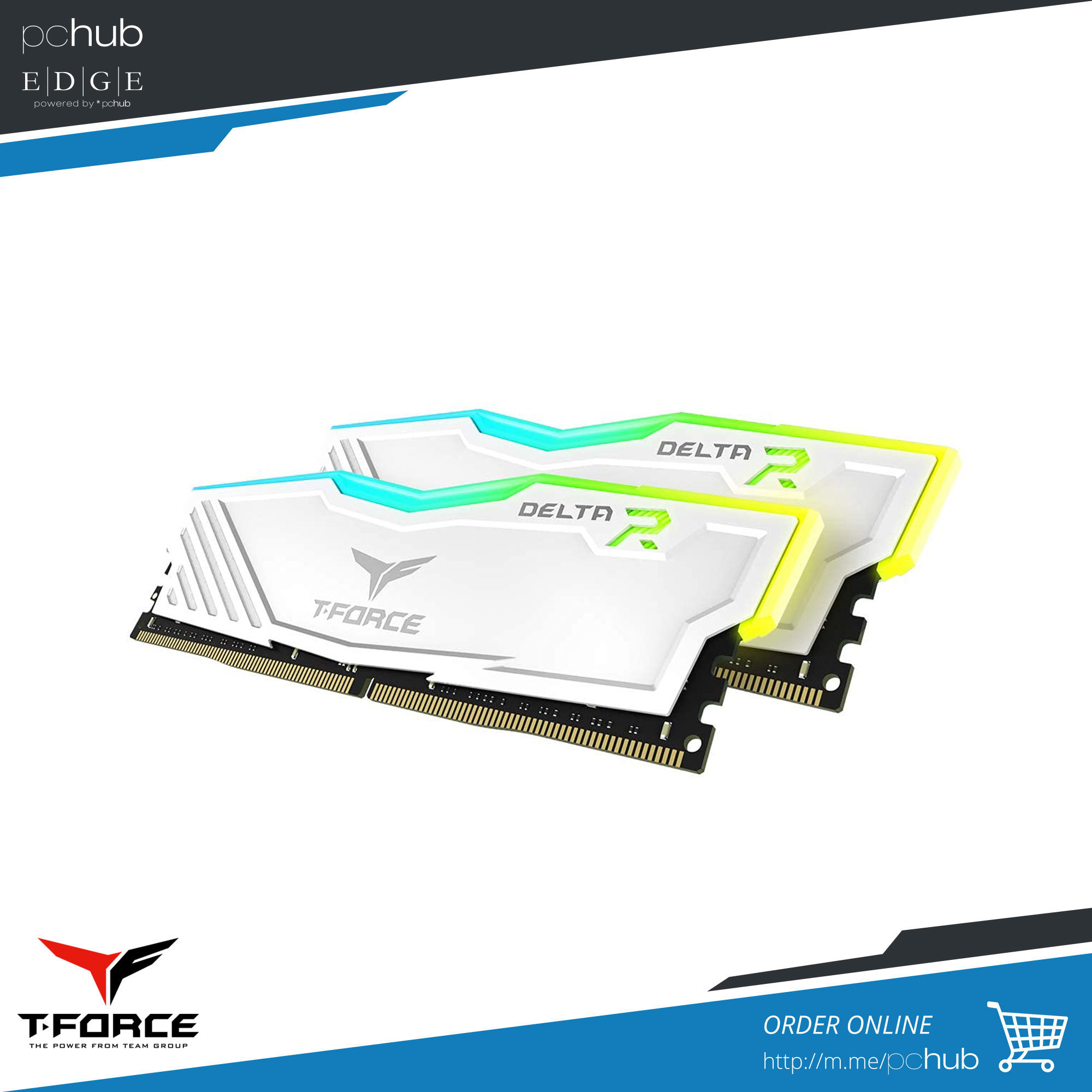 PChub | 32gb (dual) ddr4 3600 Tforce Delta RGB white, CL18 1.35v, pn ...