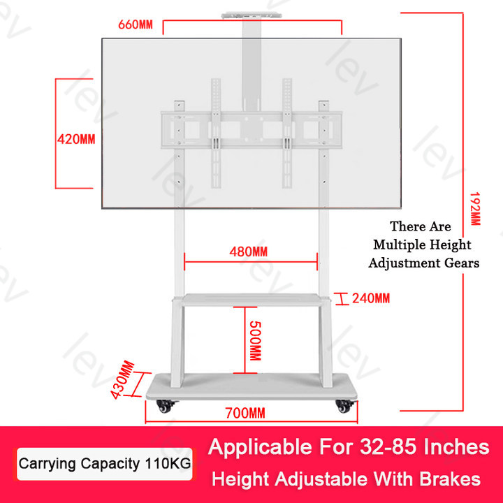 Universal 32/65/75/85 inch Removable TV Cart Floor Stand White ...