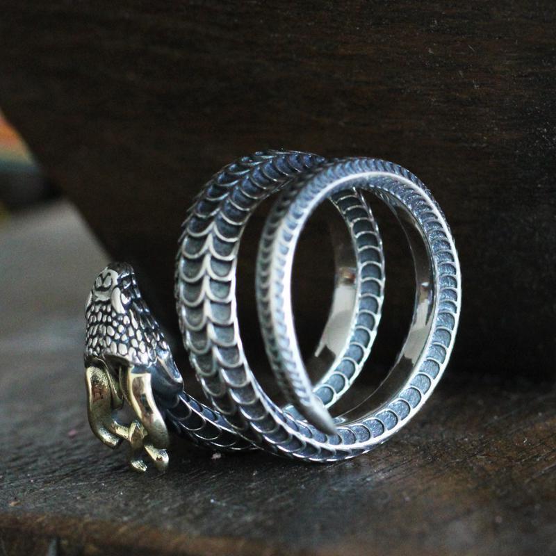 【Hot demand】Ethnic Style Golden Horn Double Color Snake Pattern Zodiac ...