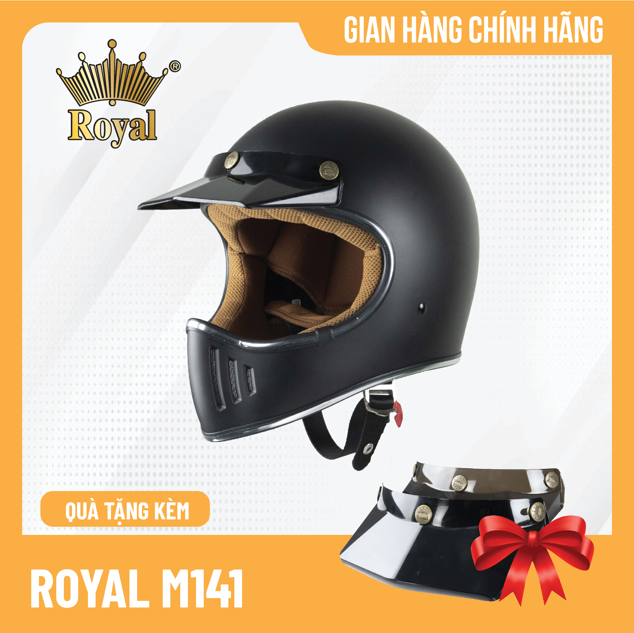 Mũ Bảo Hiểm Fullface Classic Royal M141 Nhiều Màu Cổ Điển - MixASale
