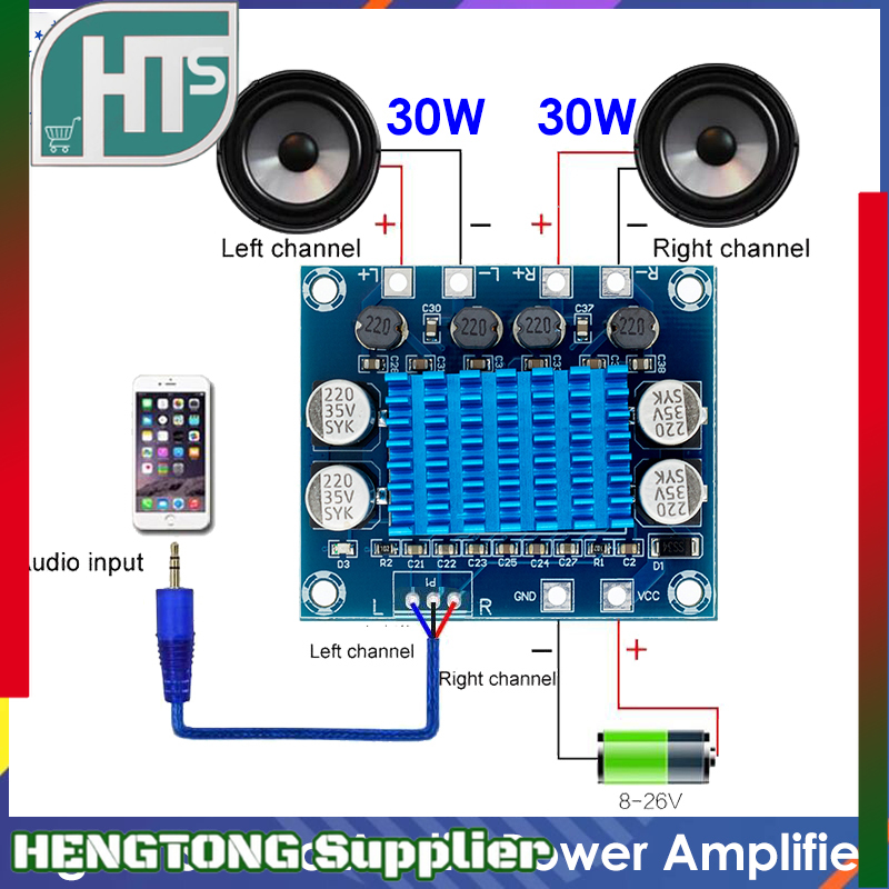 Amplifier Stereo 30W + 30W 2.0 Digital Audio. Kit Module Amplifier 9V ...