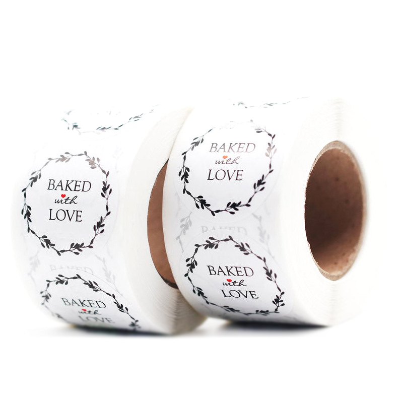 500pcs Round Bake with Love Sticker Handmade Packaging Seals Gift Paper ...