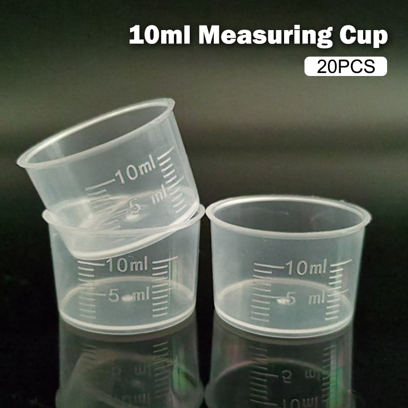 20Pcs 10ml Measuring Cup Clear Disposable Liquid Volumetric Measurement ...