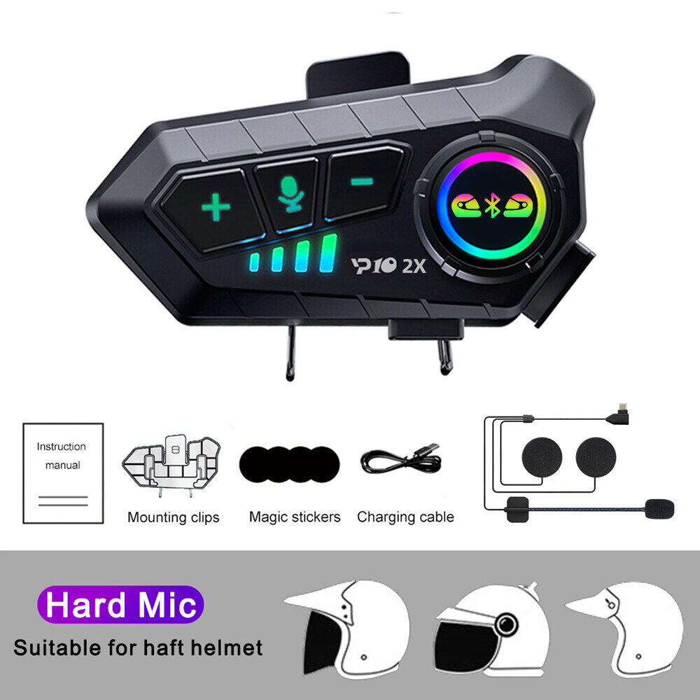 Motorcycle Helmet Intercom Bluetooth Headset For 2 Rider ...