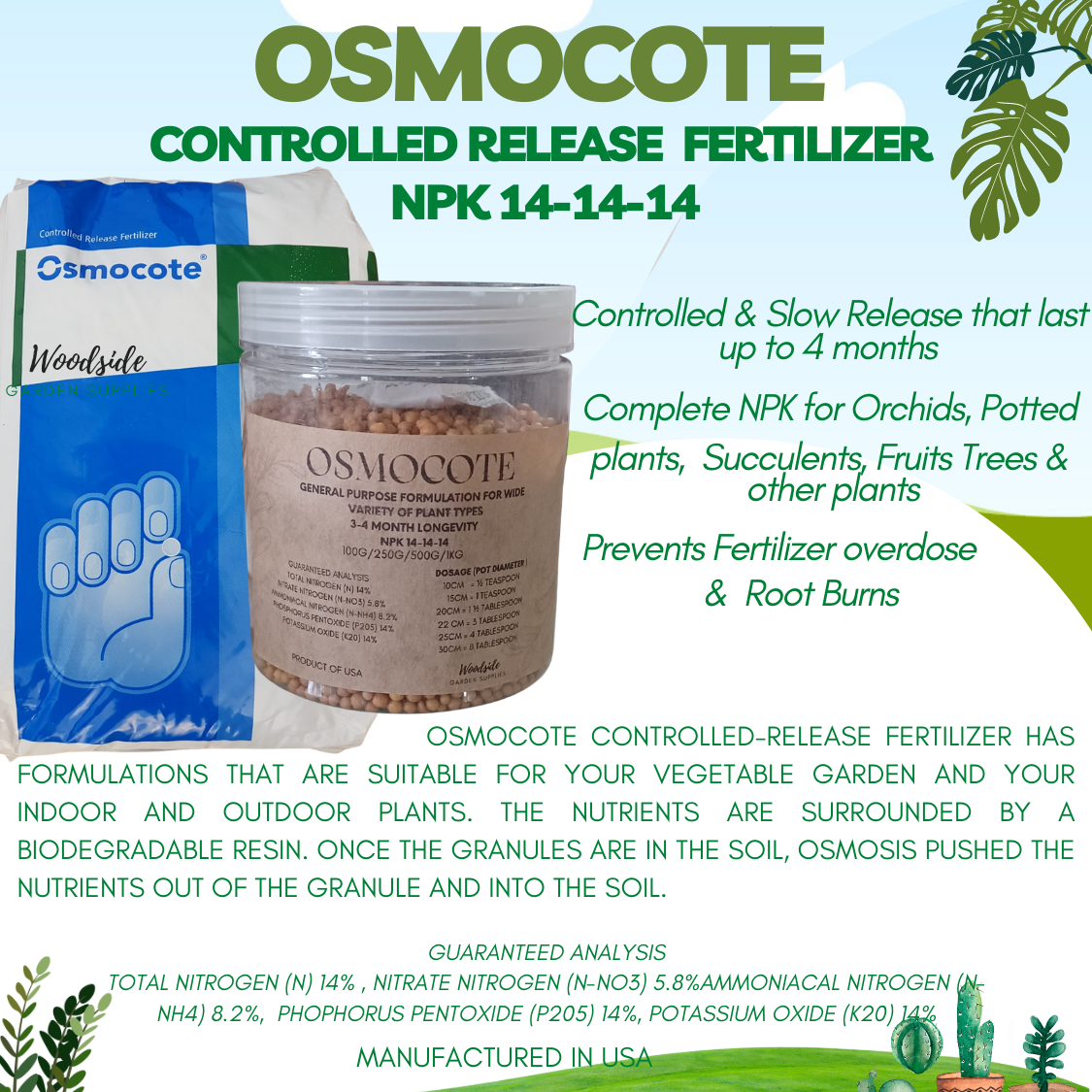Authentic Osmocote 14-14-14 Fertilizer is best for Cactus ,Succulents ...