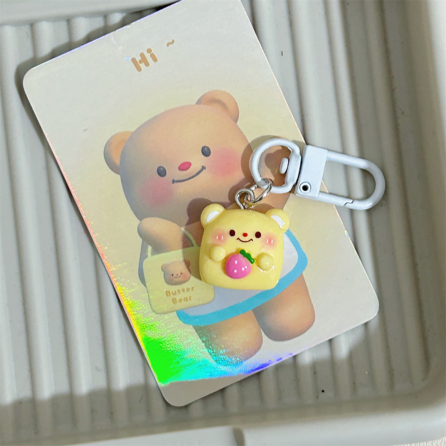 1Pc Cartoon Cute Yellow Butter Bear Key Chain Sweet Girls Japanese ...