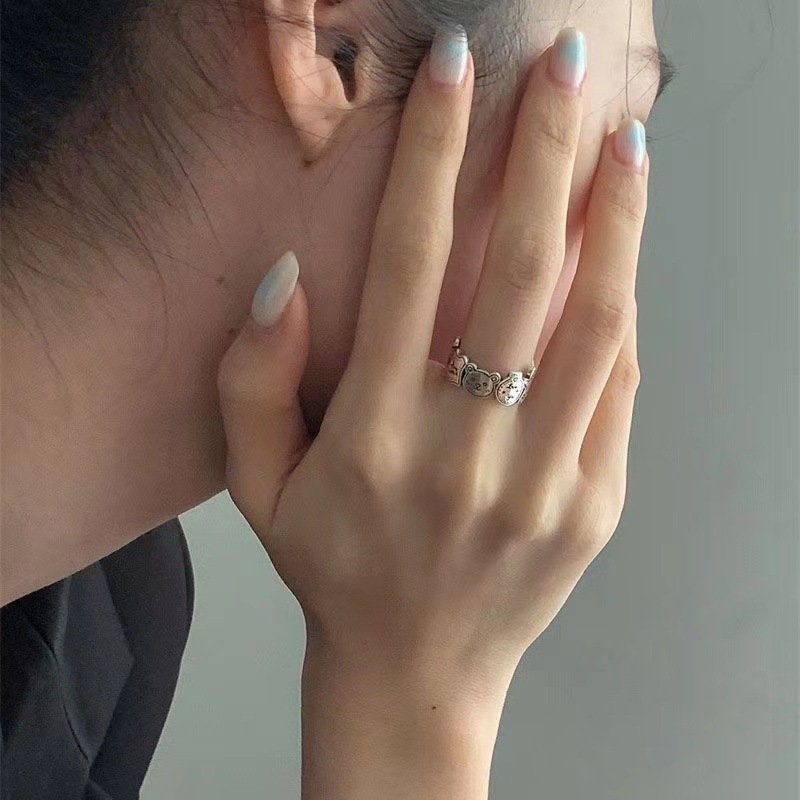 【I was hyped up】Graffiti Gingerbread Man Ring Women's Open Ring ...