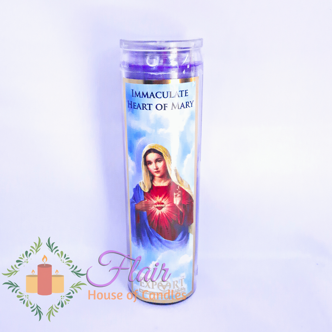 Flair Long Glass Candle Immaculate Heart of Mary Smokeless Altar Prayer ...