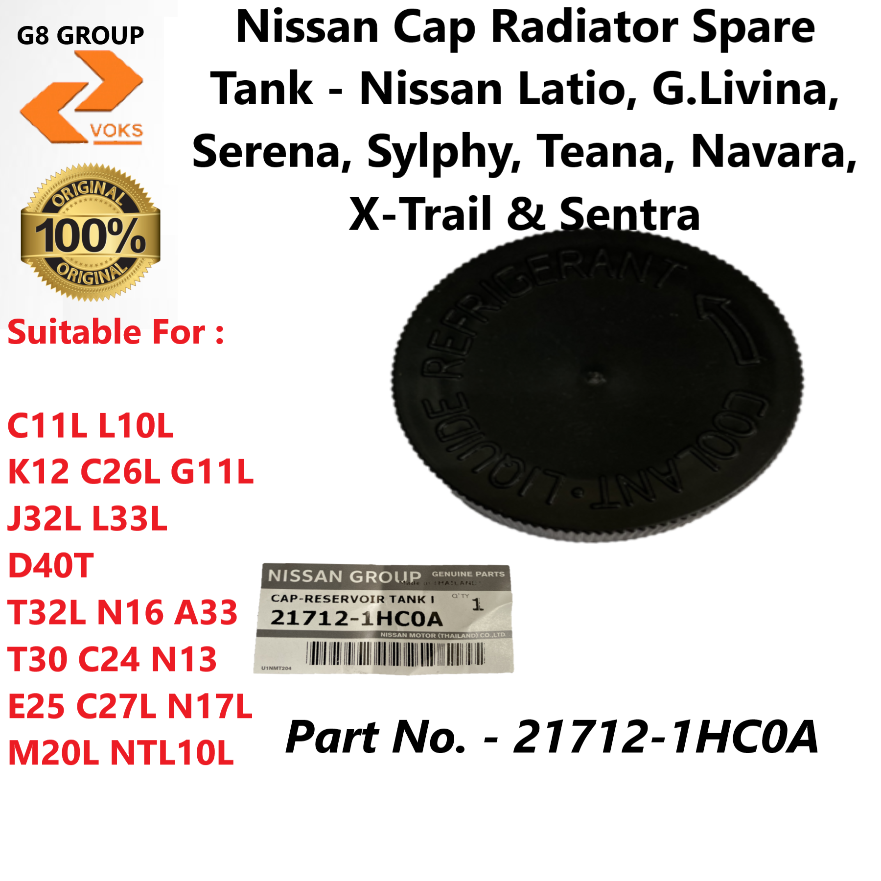 Nissan Cap Radiator Spare Tank - NIssan Latio, G.Livina, Serena, Sylphy ...